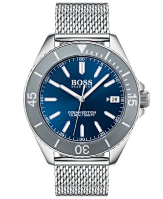 BOSS Hugo Boss Men's Ocean Edition Stainless Steel Mesh Bracelet Watch ...