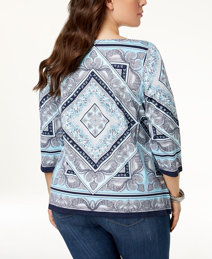 Charter Club Plus Size Geo Print Top Created For Macys Macys