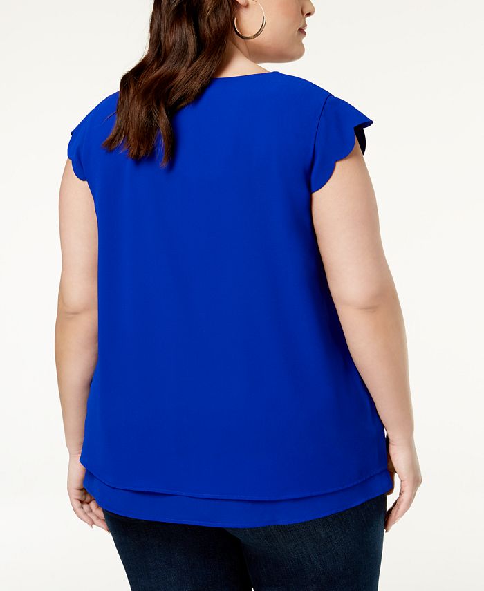 Monteau Trendy Plus Size Scalloped Top - Macy's
