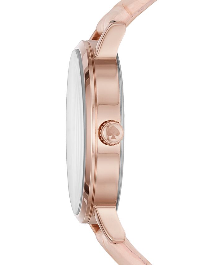 kate spade new york Women's Metro Pink Leather Strap Watch 34mm - Macy's
