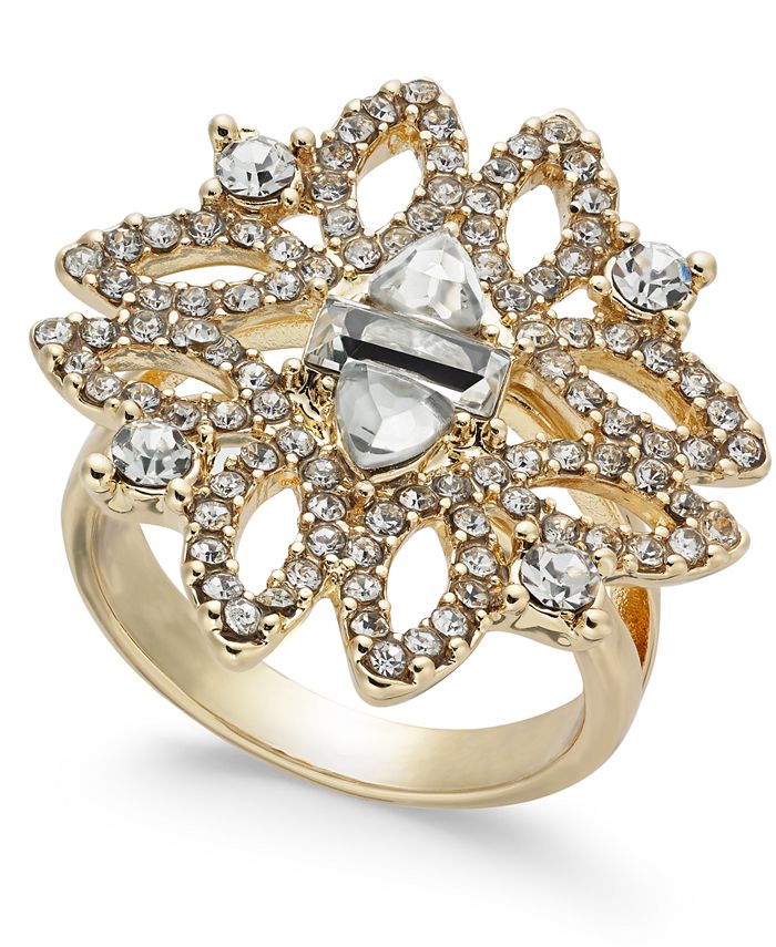 INC International Concepts I.N.C. Gold-Tone Crystal Statement Ring ...