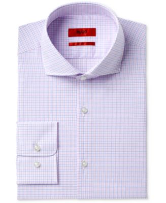 Hugo Boss Men's Slim-Fit Pink Check Dress Shirt - Macy's
