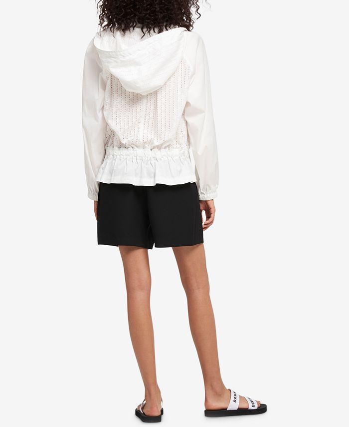 DKNY Cotton Eyelet Drawstring-Waist Jacket - Macy's