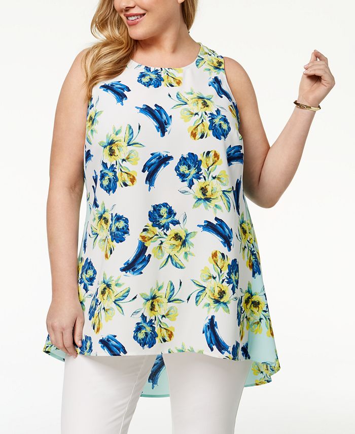 Alfani Plus Size Floral-Print High-Low Top, Created for Macy's - Macy's