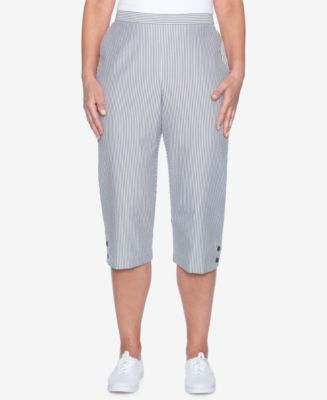 Alfred Dunner Striped Seersucker Capri Pants - Macy's