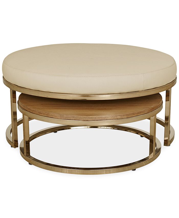 Furniture Jennova Upholstered Round Nesting Coffee Table, Created for ...