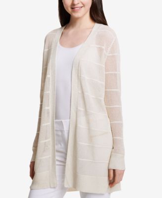Calvin Klein Striped Illusion Open-Front Cardigan - Macy's