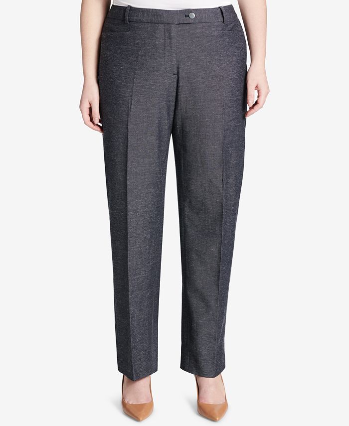 Calvin Klein Plus Size Patterned Straight Leg Pants Macys