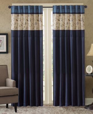Madison Park Serene Embroidered Curtain Panel - Macy's