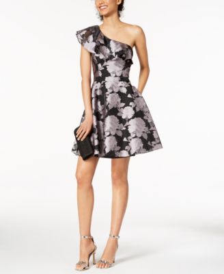 XSCAPE Printed Ruffled Fit & Flare Dress - Macy's
