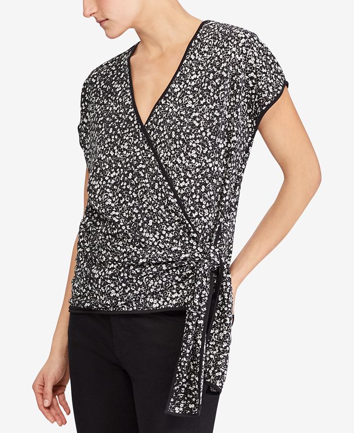 Lauren Ralph Lauren Faux-Wrap Top - Macy's