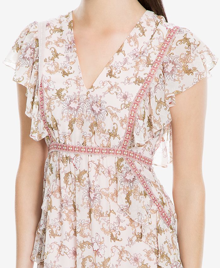 Max Studio London Ruffle-Trim Printed V-Neck Dress, Created for Macy's ...