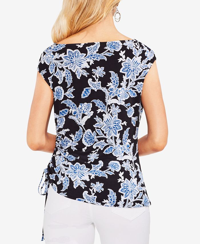 Vince Camuto Printed Side-Drawstring Top - Macy's
