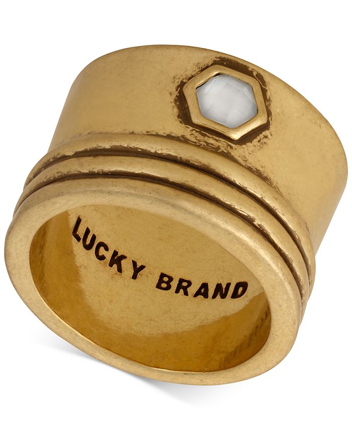 Lucky Brand Gold-Tone & Shell Statement Ring - Macy's