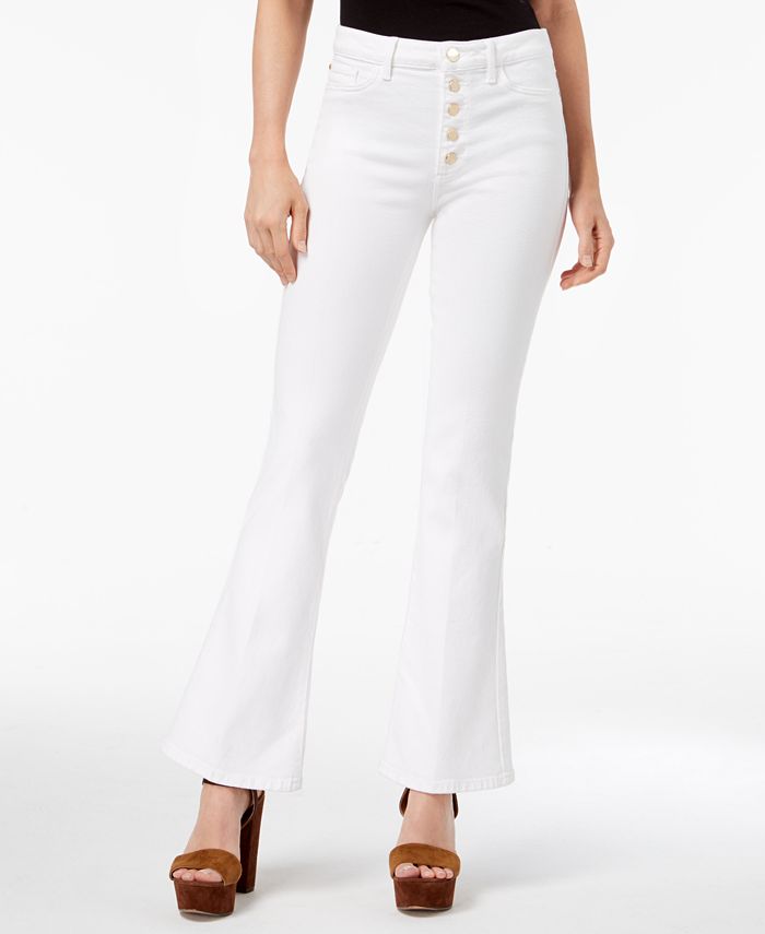 GUESS Gilded White 1981 Flared Button-Fly Jeans - Macy's