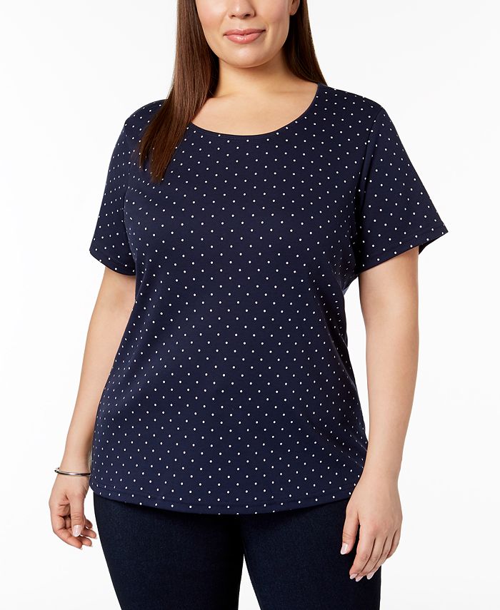 Karen Scott Plus Size Polka-Dot Top, Created for Macy's - Macy's