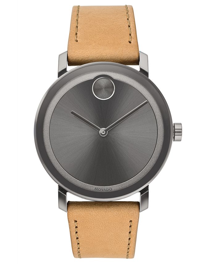 Movado Men's Swiss BOLD Evolution Beige Leather Strap Watch 40mm ...