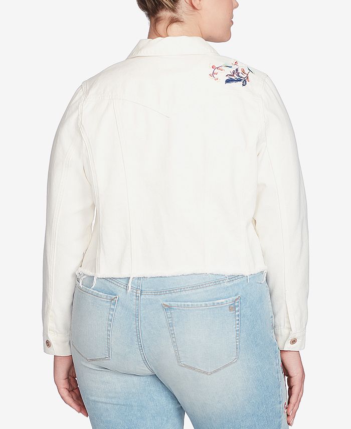 Jessica Simpson Trendy Plus Size Embroidered Denim Jacket - Macy's