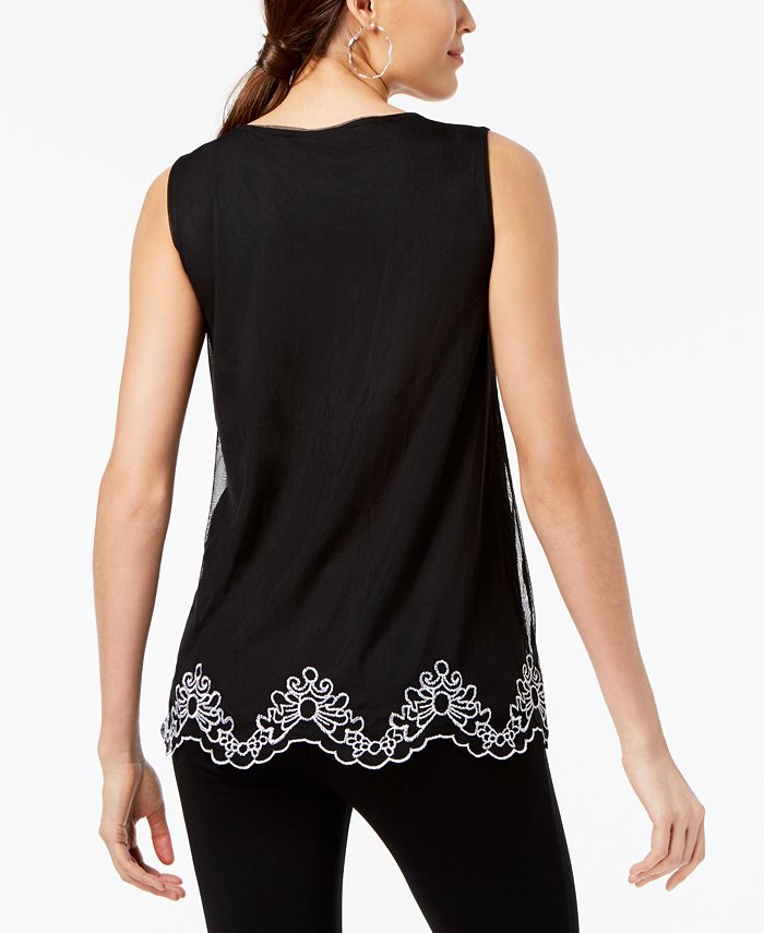 Alfani Embroidered Sequin-Embellished Top, Created for Macy's - Macy's