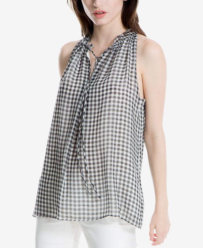 Max Studio London Tie-Front Gingham Top, Created for Macy's - Macy's