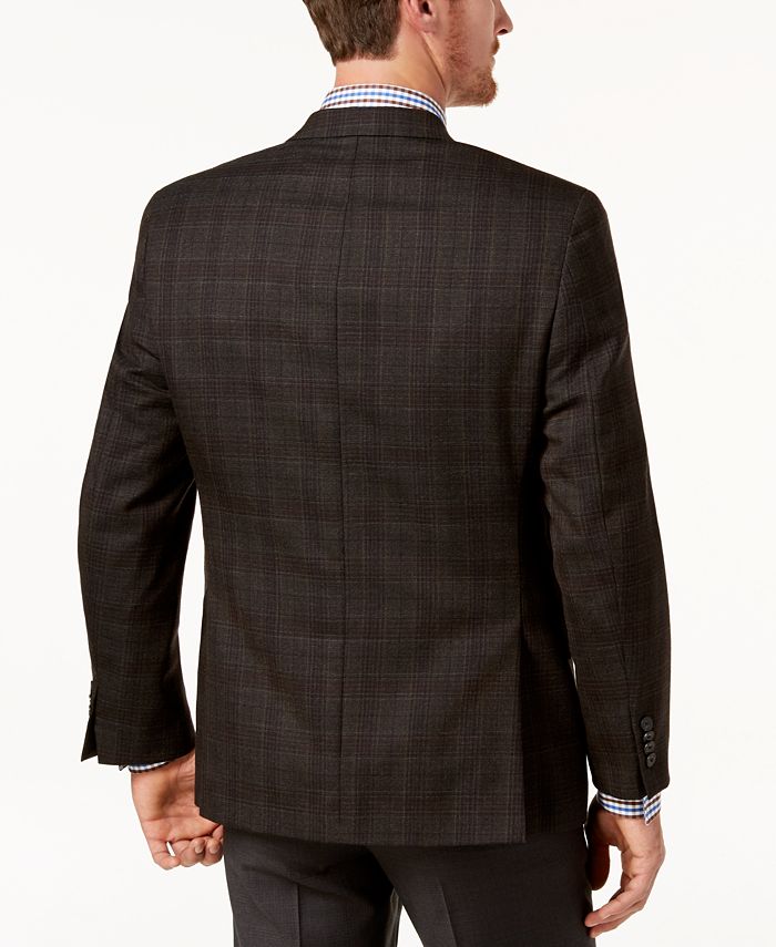 Michael Kors Men's Classic-Fit Brown/Red Plaid Sport Coat - Macy's