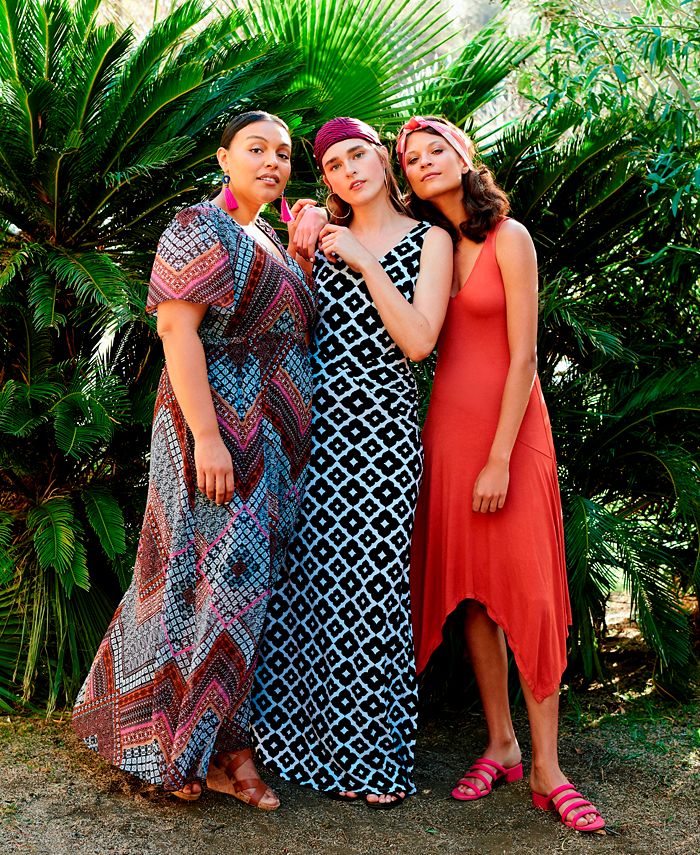 INC International Concepts I.N.C. Printed V-Back Maxi Dress, Created ...