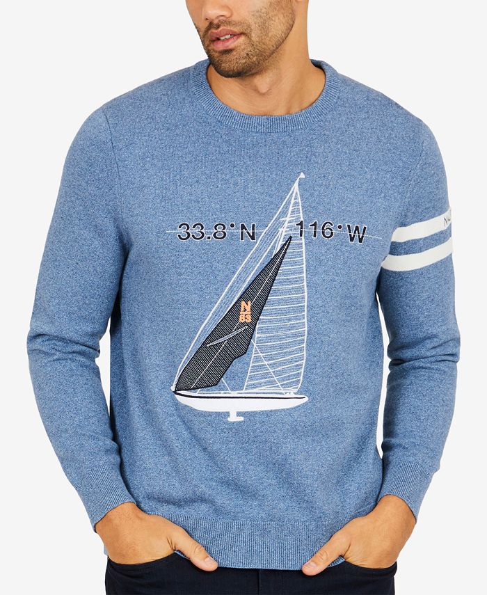 Nautica Men's Embroidered Appliqué Sailboat Sweater - Macy's