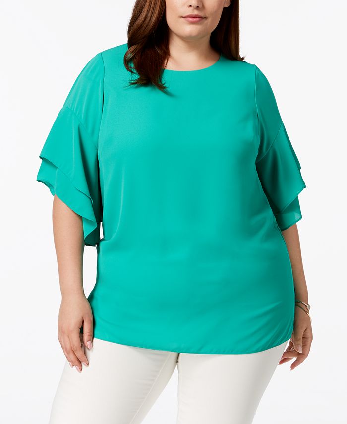 Alfani Plus Size Ruffled-Sleeve Top, Created for Macy's - Macy's