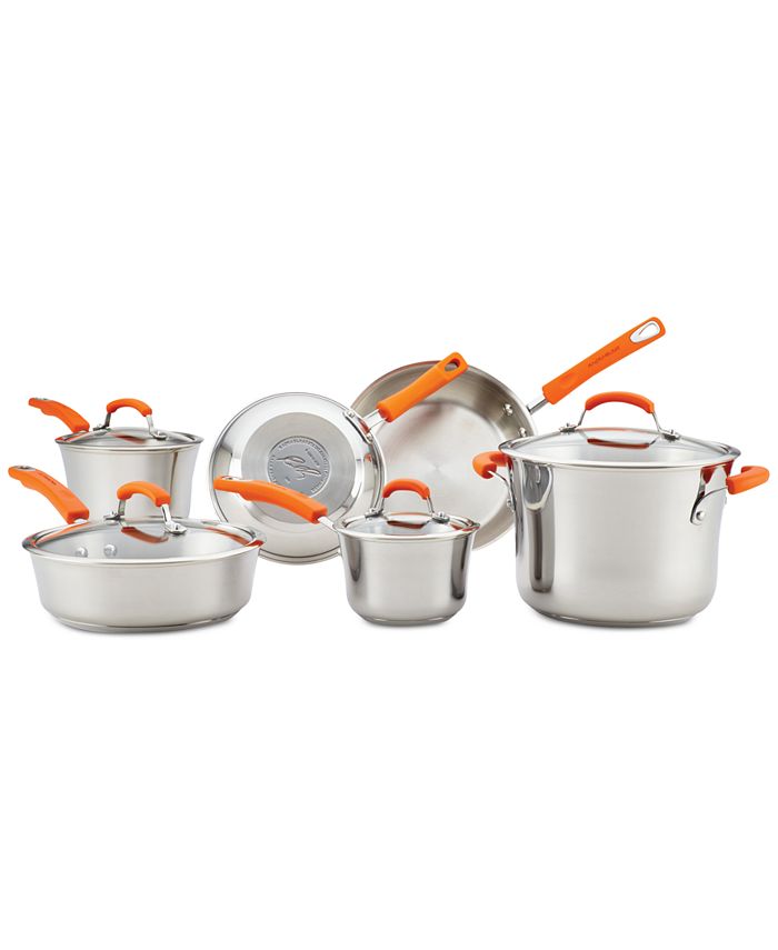 Rachael Ray Classic Brights Stainless Steel 10 Pc Cookware Set Macys