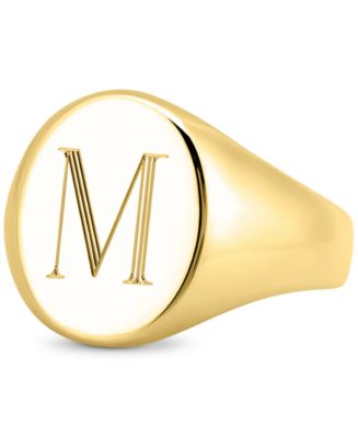 Sarah Chloe Initial Signet Ring in 14K Gold-Plated Sterling Silver - Macy's