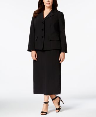 Le Suit Plus Size Three-Button Column Skirt Suit - Macy's