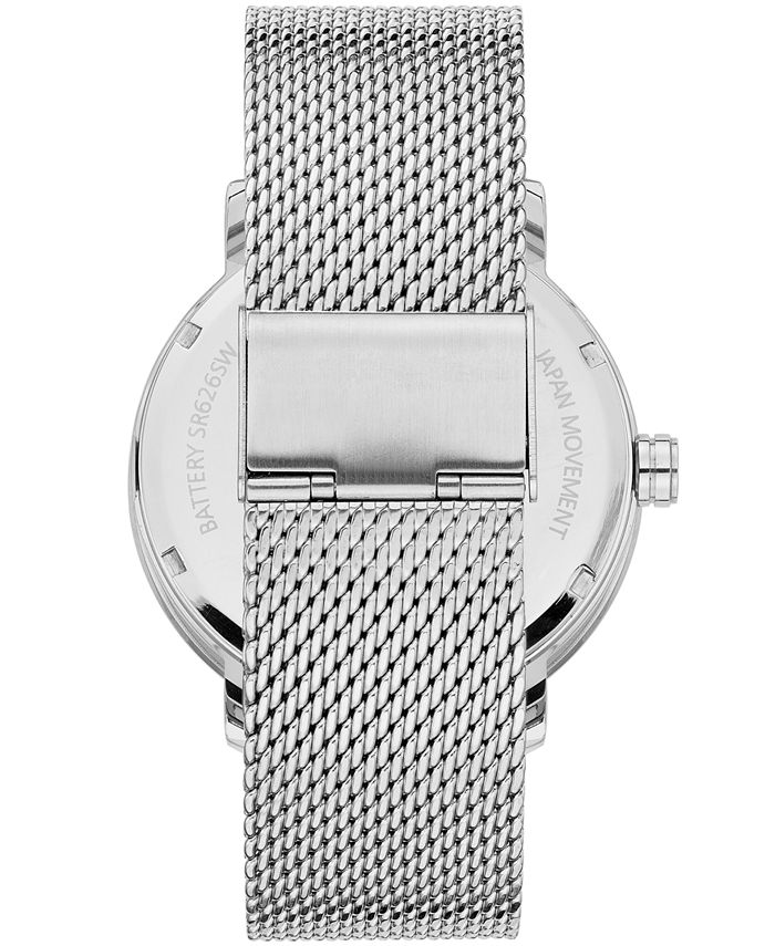 Kenneth Cole Reaction Men's Silver-Tone Mesh Bracelet Watch 45mm - Macy's