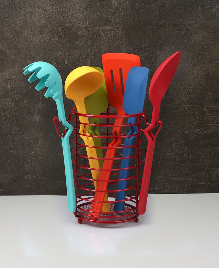 Fiesta 7-Pc. Silicone Utensil Set with Scarlet Caddy - Macy's
