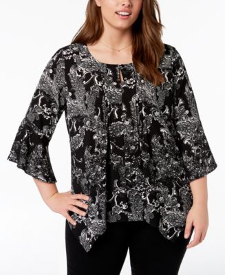 NY Collection Plus Size Printed Layered-Look Top - Macy's