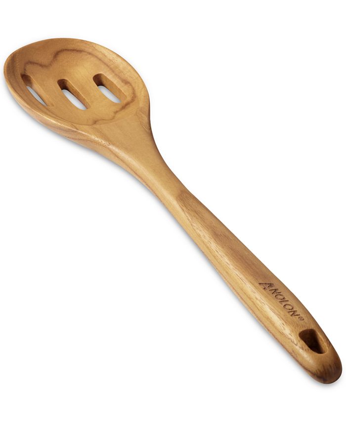 Anolon Teak Wood Tools Slotted Spoon - Macy's