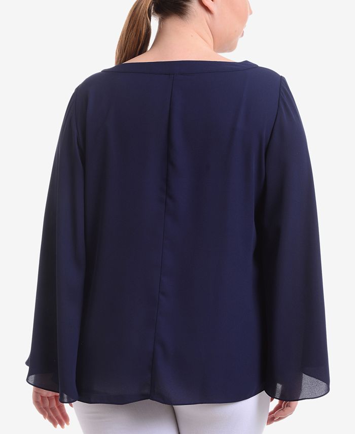 NY Collection Plus Size Cape-Sleeve Top - Macy's
