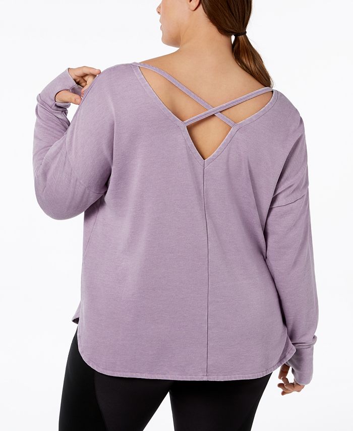 Ideology Plus Size Graphic Cross-Back Top, Created for Macy's - Macy's