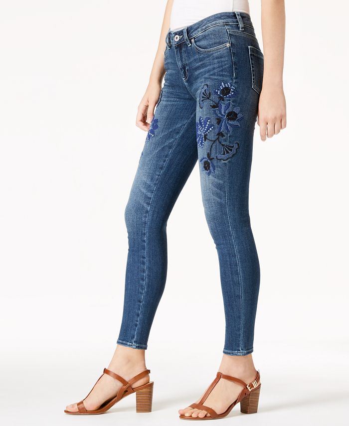 CeCe Floral Embroidered Skinny Jeans - Macy's