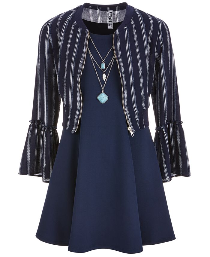 Beautees Big Girls Plus 3-Pc. Bell-Sleeve Bomber Jacket, Dress ...