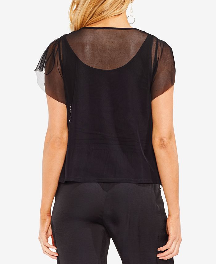 Vince Camuto Sequin-Embellished Illusion Top - Macy's