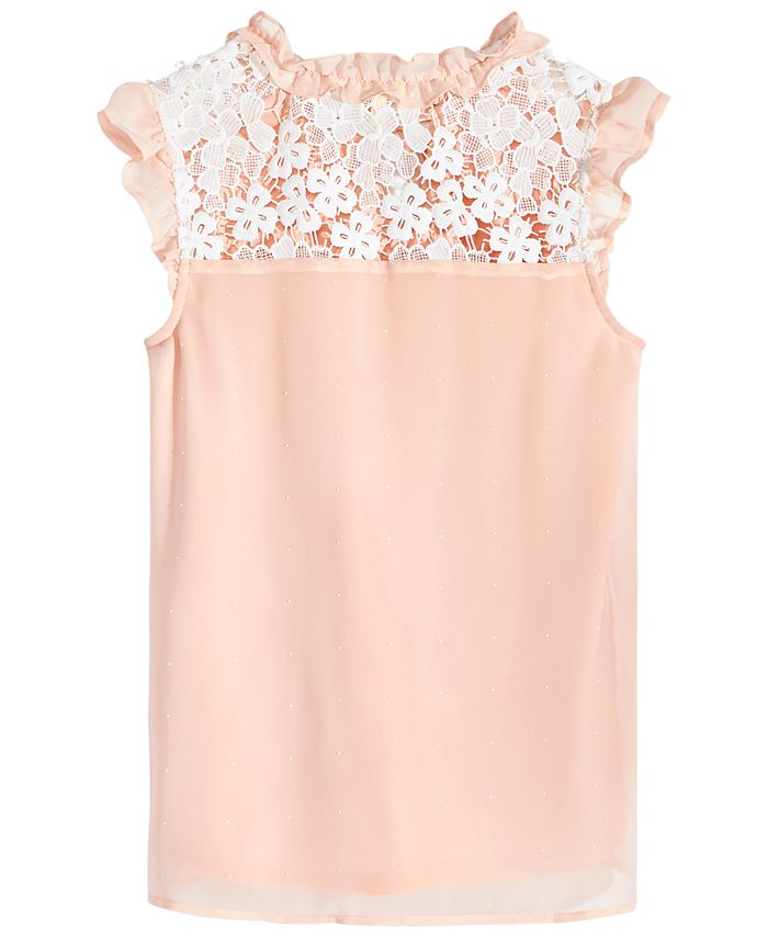 Monteau Big Girls Lace-Back Top - Macy's