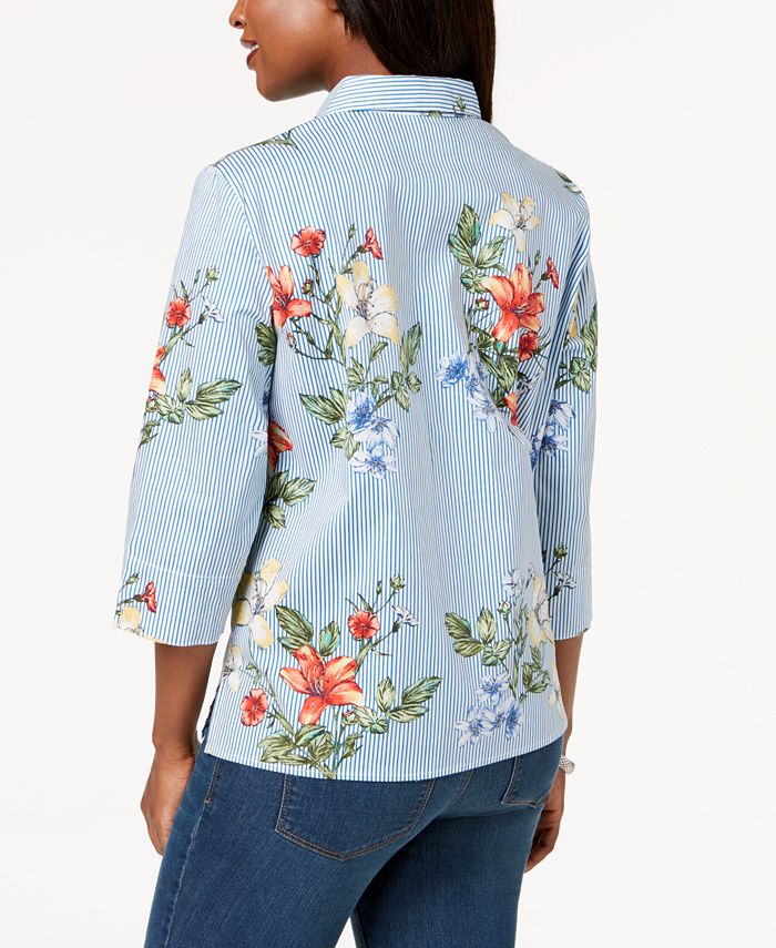 Alfred Dunner Petite Floral-Print Blouse, Created for Macy's - Macy's