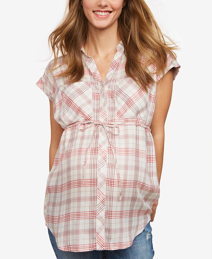 Motherhood Maternity Plaid Button-Front Shirt - Macy's