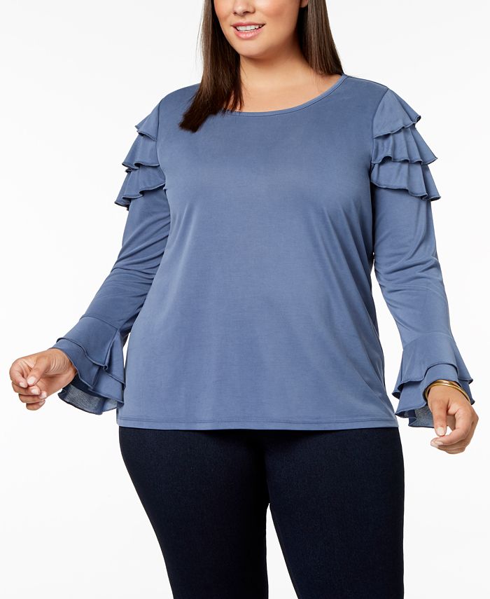 Love Scarlett Plus Size Ruffled-Sleeve Top - Macy's