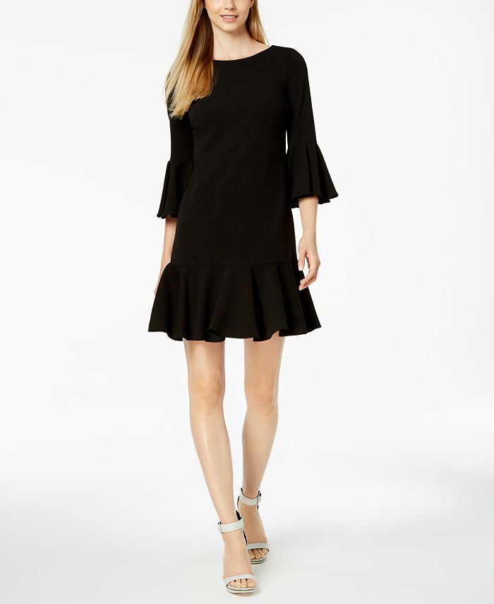 Calvin Klein Bell-Sleeve Ruffle Dress - Macy's