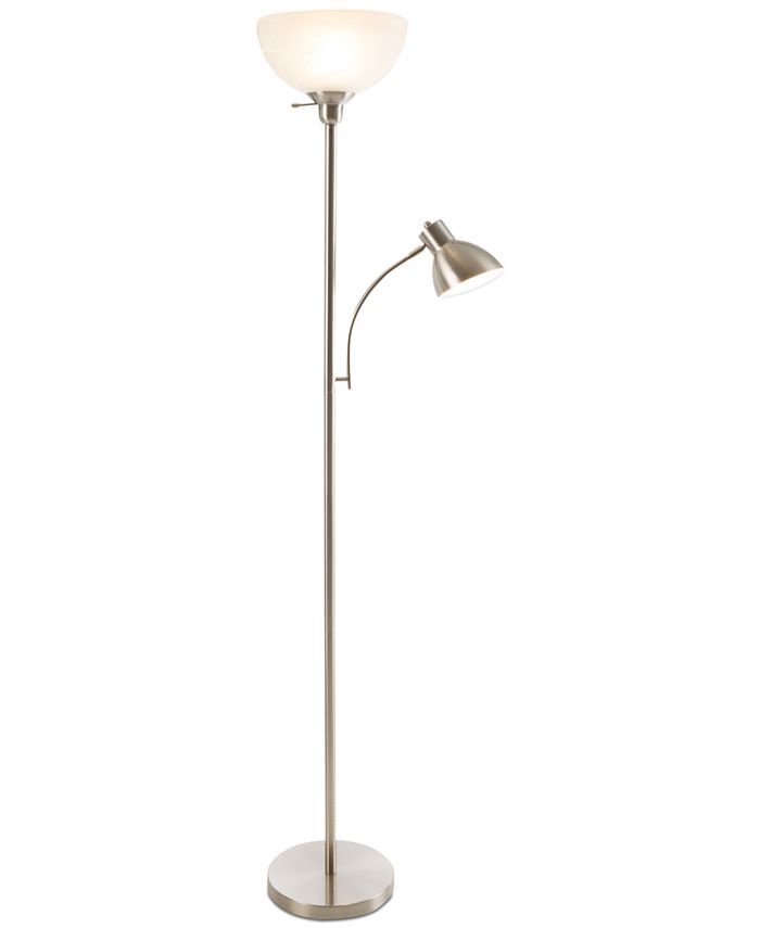 Lavish Home Satin Nickel LED Torchiere with Reading Light - Macy's
