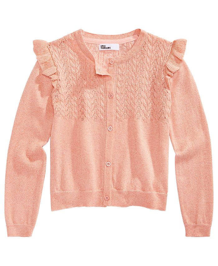 Epic Threads Toddler Girls Ruffle-Trim Metallic Cardigan, Created for ...