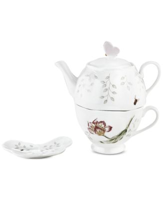 Lenox Butterfly Meadow Stackable Tea Set with Bag Holder - Macy's