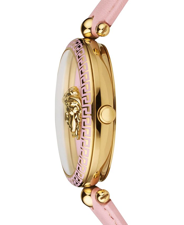 Versace Women's Swiss Palazzo Empire Pink Leather Strap Watch 39mm - Macy's