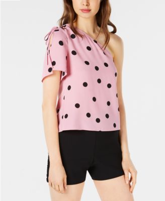 Bar III Printed One-Shoulder Top, Created for Macy's - Macy's